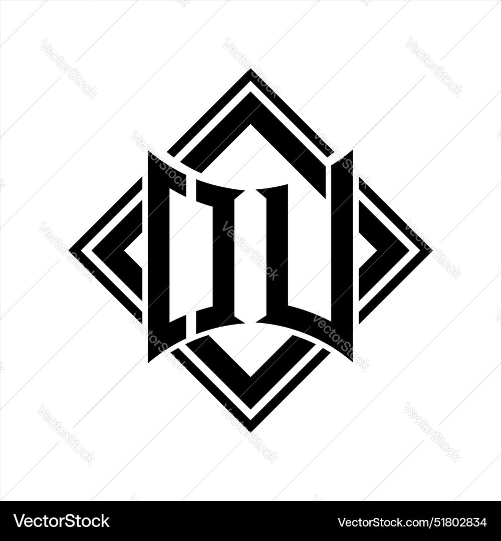 Ou letter logo with abstract shield shape Vector Image