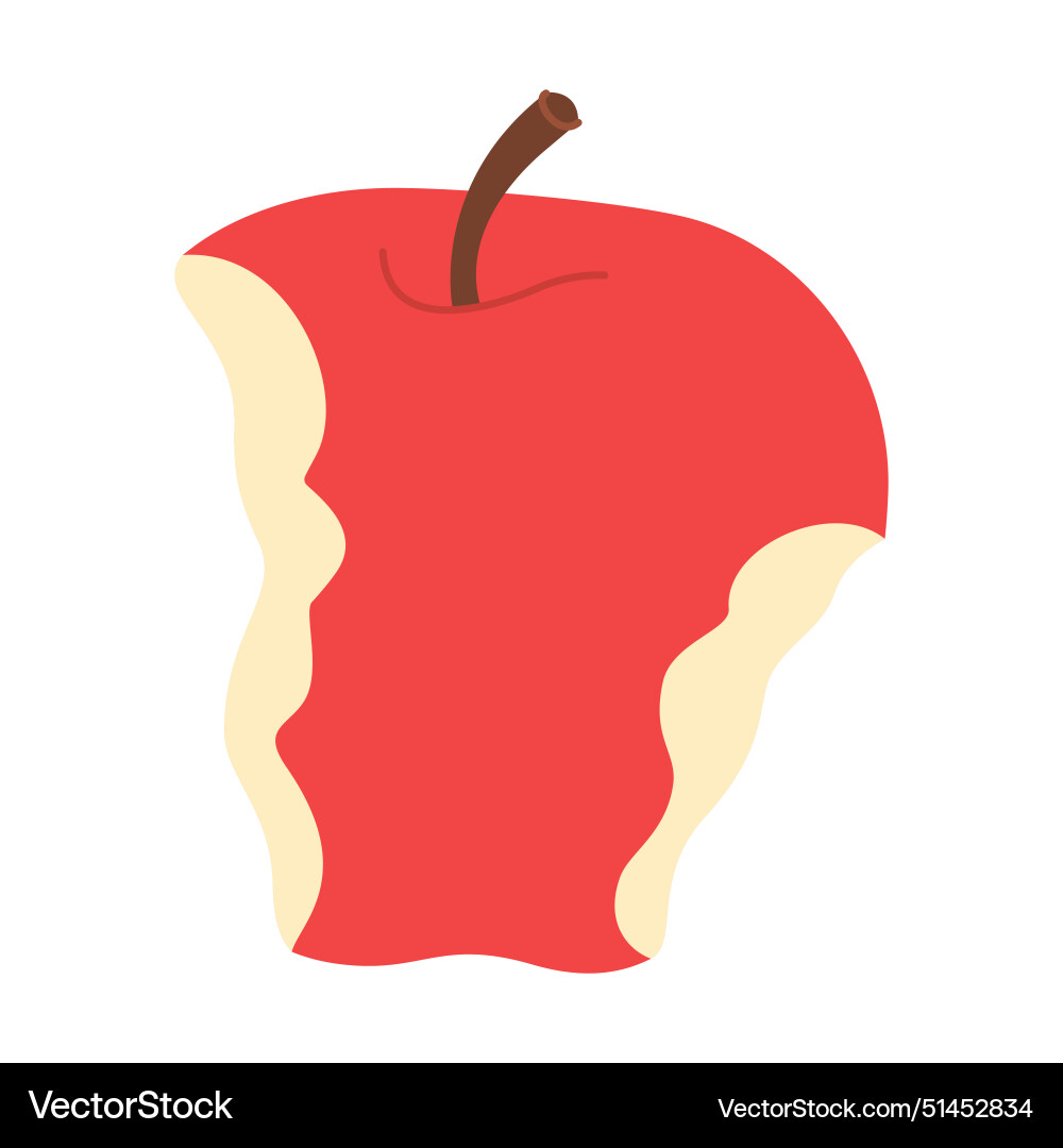 Red bitten apple hand drawn trendy flat style Vector Image