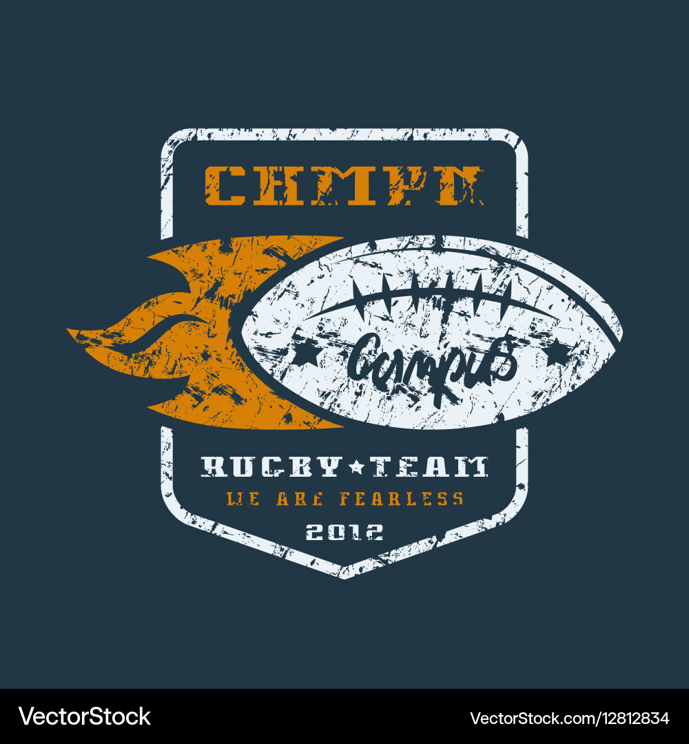 Rugby Team Badge mit Shabby Textur Lizenzfreies Vektorbild