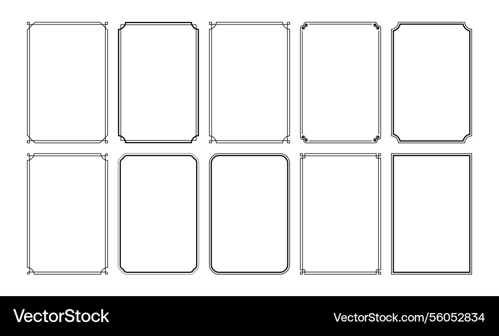 Set of rectangle vintage frame border Royalty Free Vector