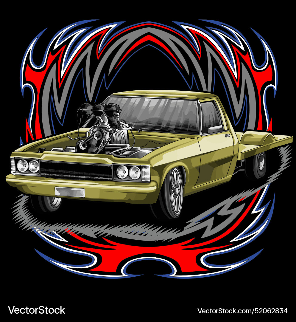 Yellow drag racing car with red strip Royalty Free Vector