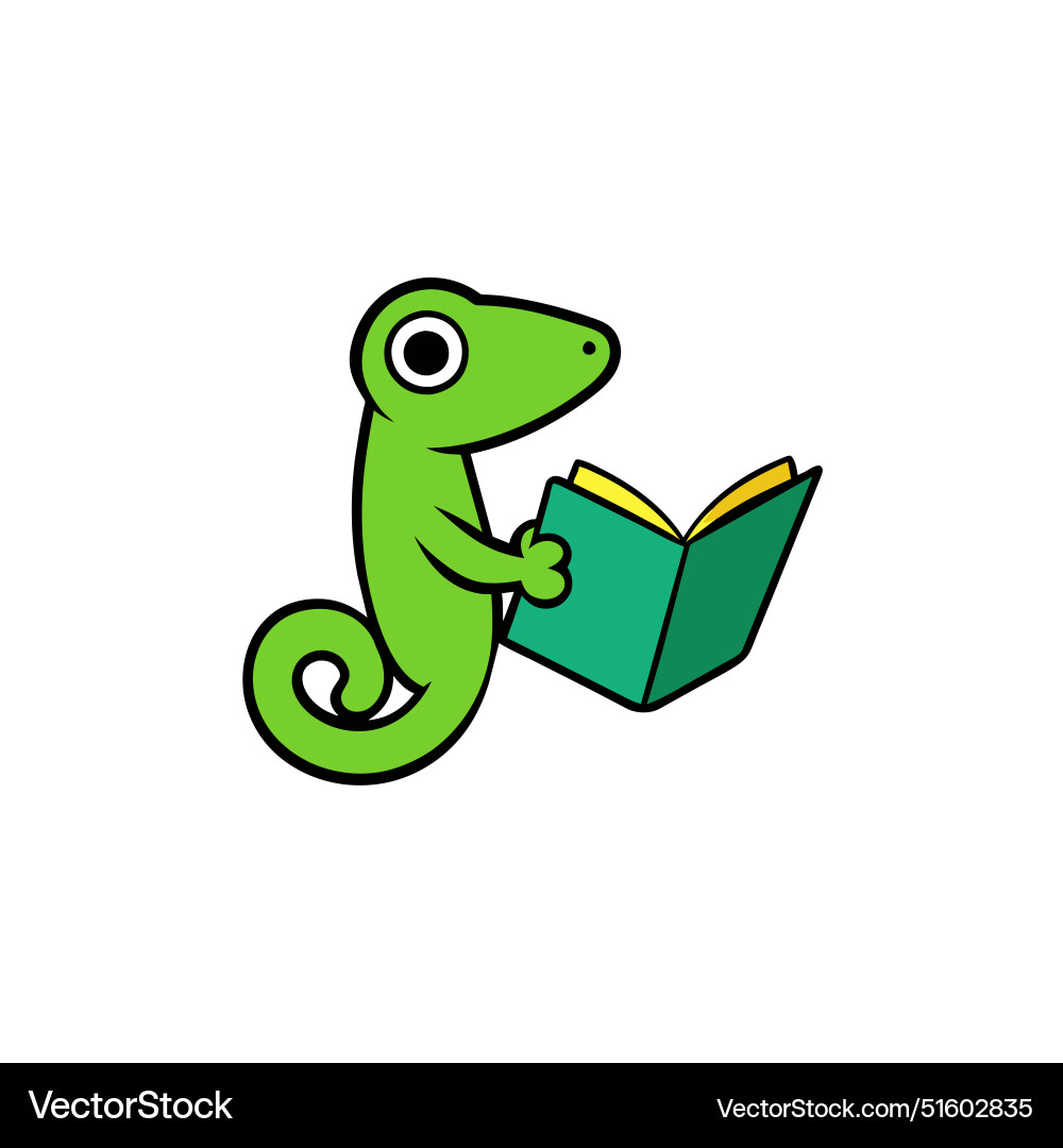 Australian gecko reading icon Royalty Free Vector Image
