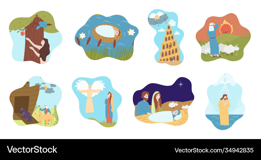 Bible cartoon scene isolated on white background Vector Image