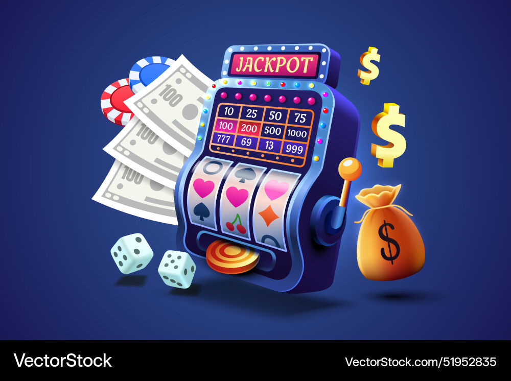 Casino 777 banner slots machine winner jackpot Vector Image