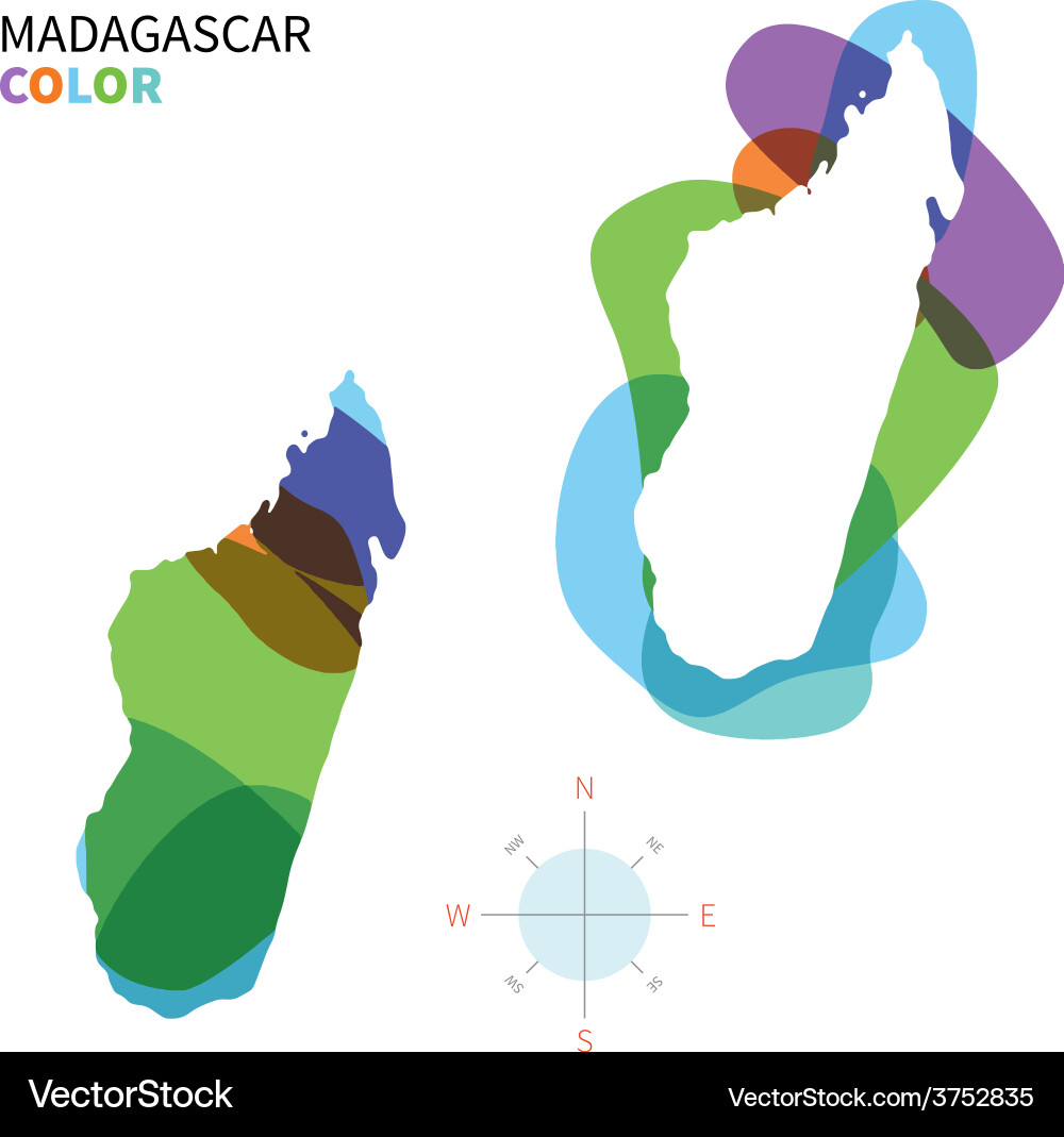 Colorful Madagascar Map Royalty Free Vector Image