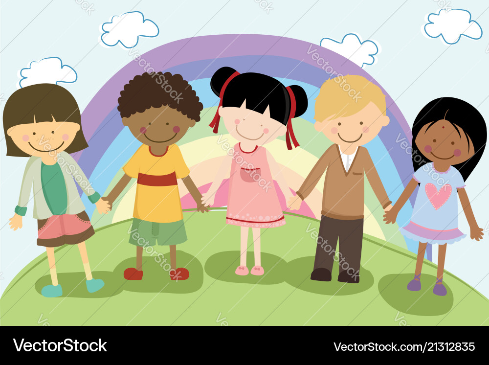 Diverse Children Holding Hands Royalty Free Vector Image