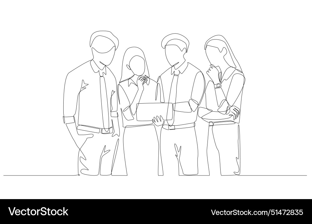 Female employee and colleagues talking about work Vector Image