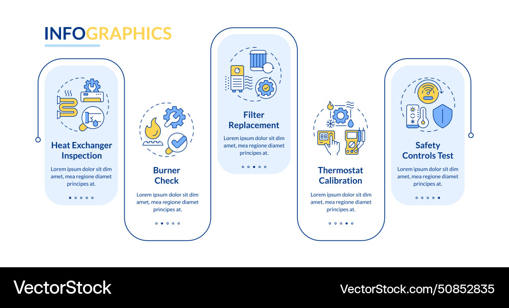 Heating inspection blue rectangle infographic Vector Image