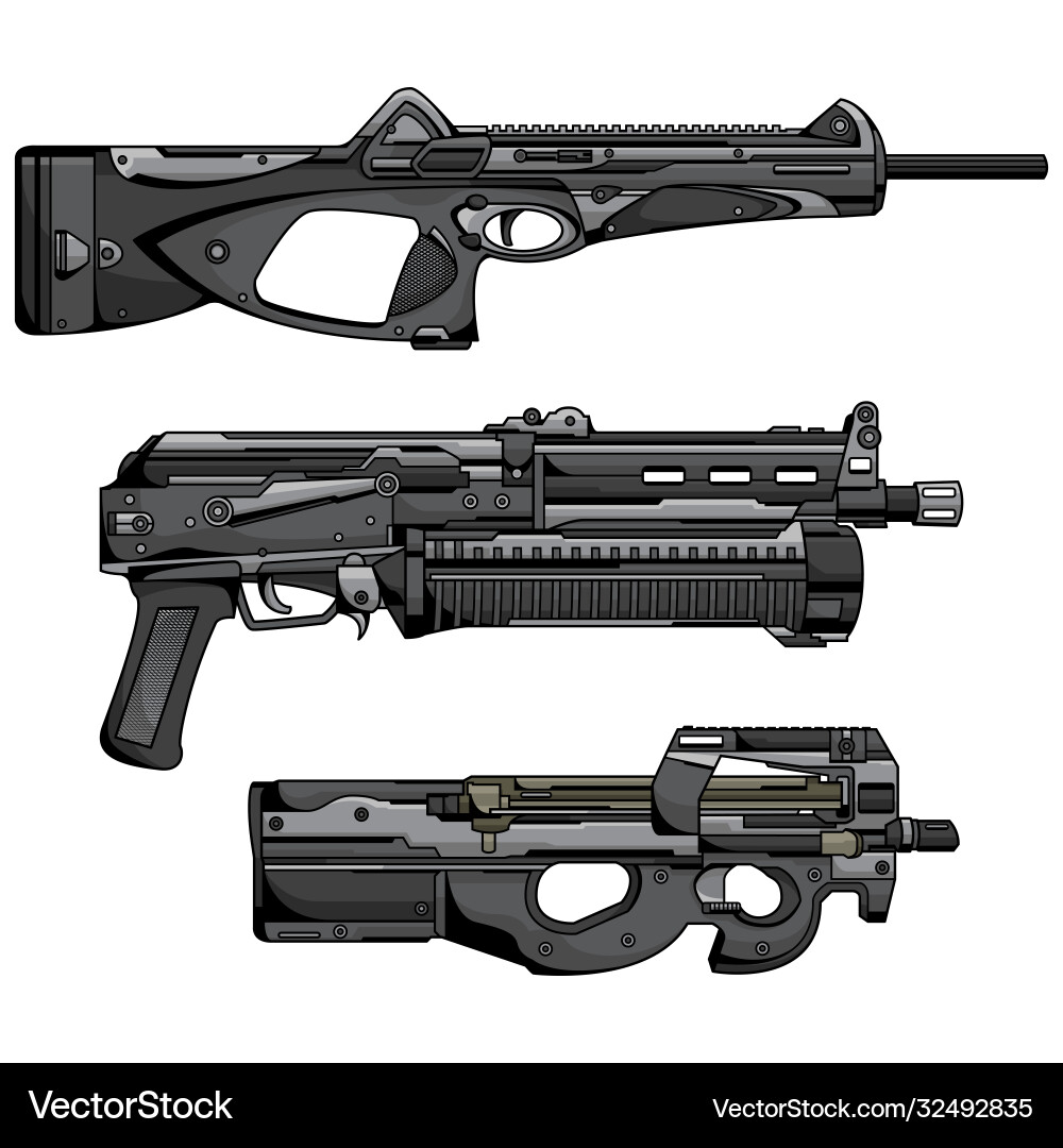 Machine Guns Collection Royalty Free Vector Image