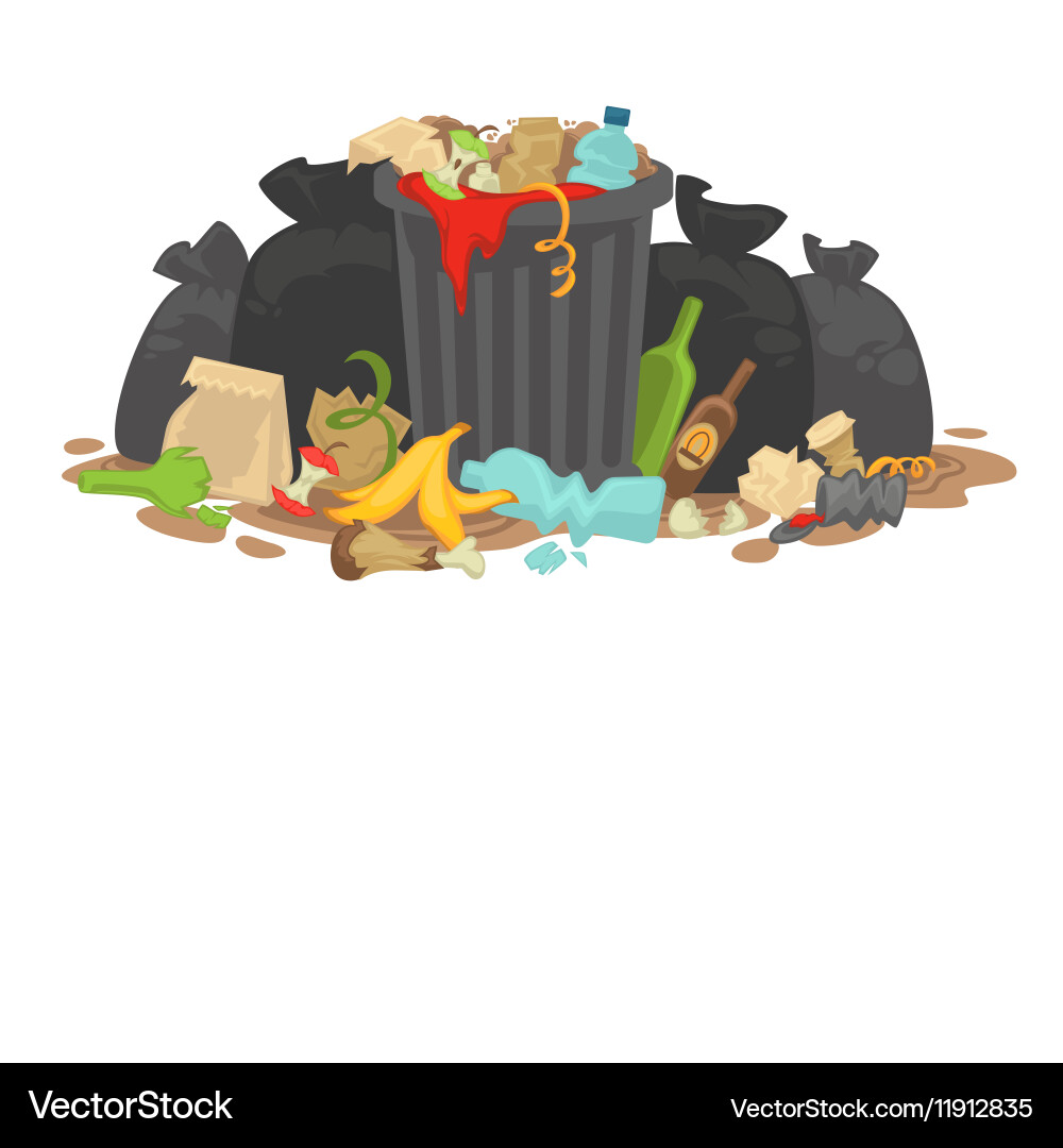 Pile of decaying garbage left lying around Vector Image