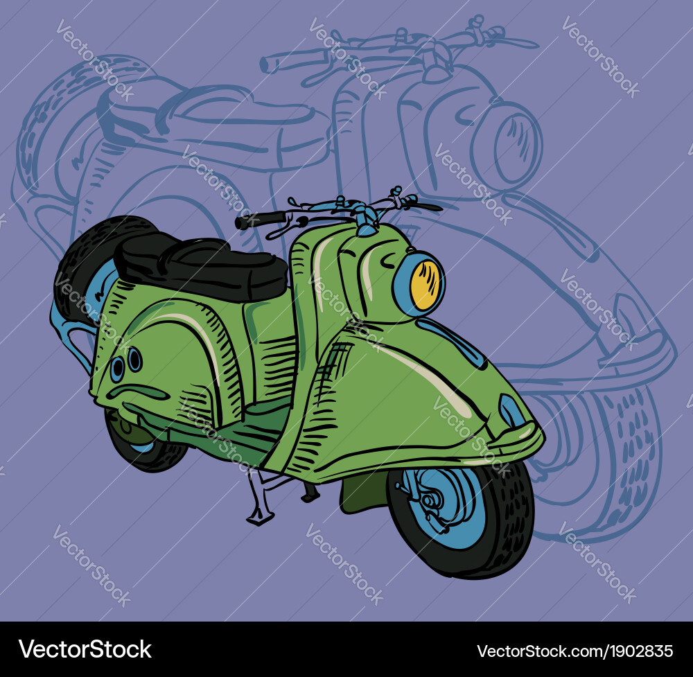 Sketch of scooter Royalty Free Vector Image - VectorStock