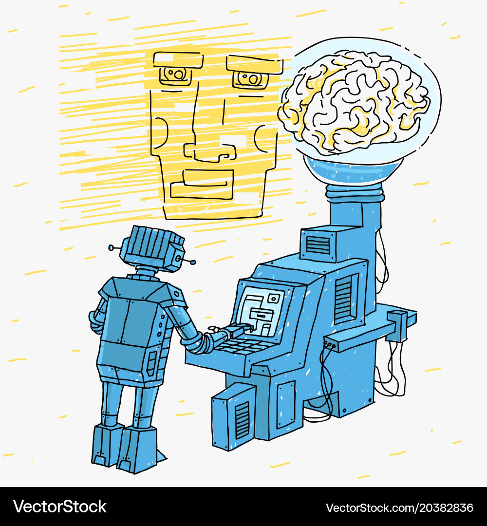 Artificial intelligence cartoon Royalty Free Vector Image