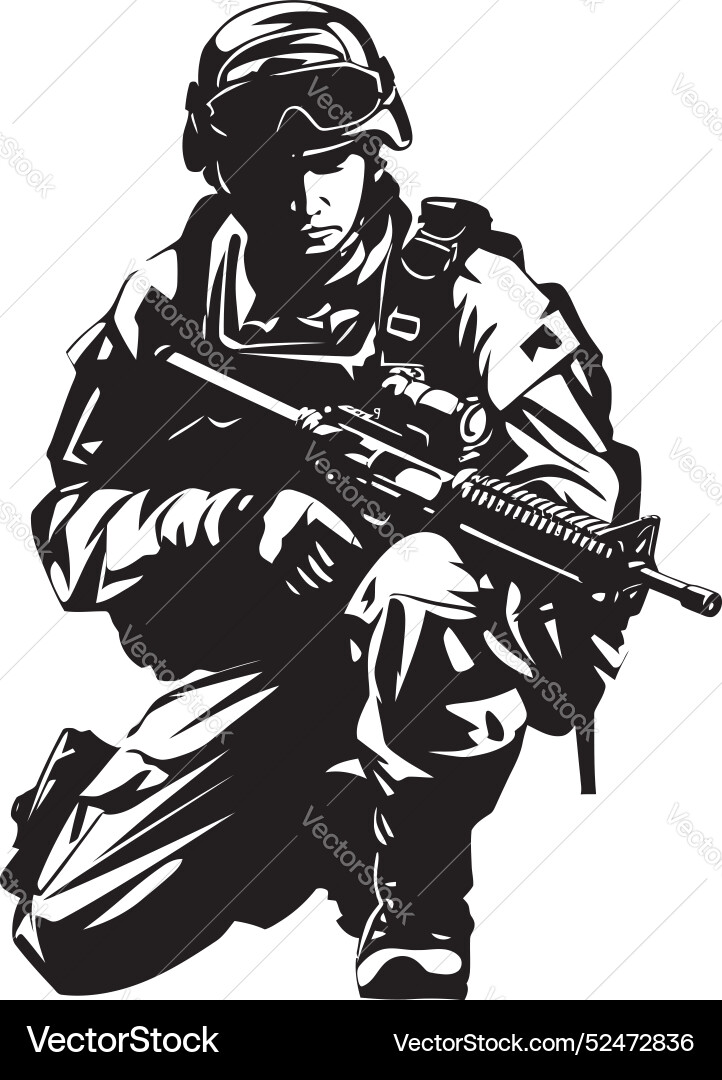Battle ready defender elegant soldier holding gun Vector Image