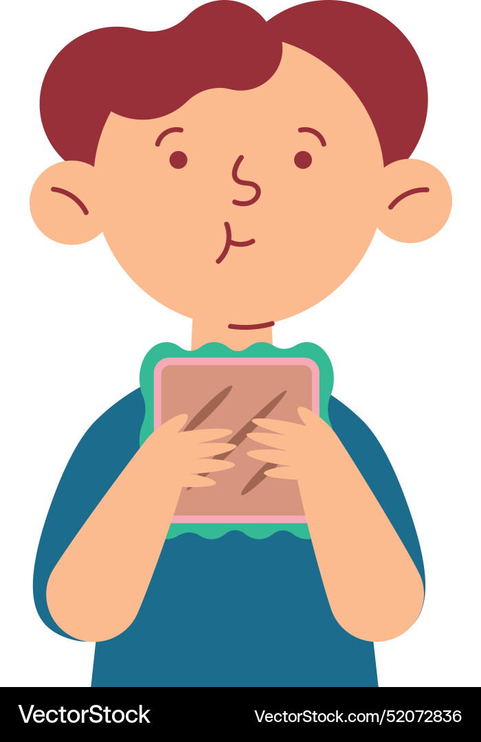 Boy eating a sandwich cartoon Royalty Free Vector Image