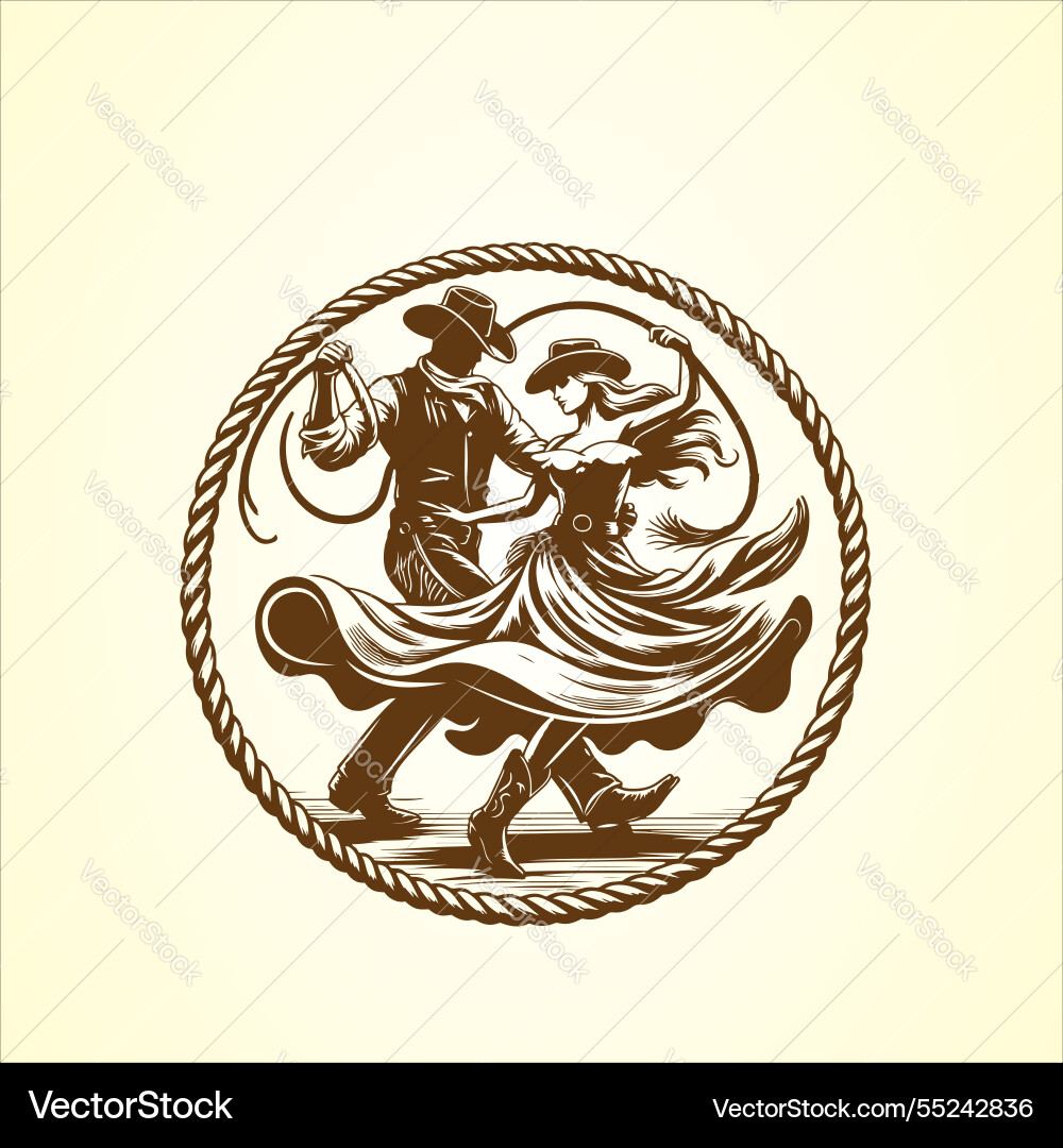 Cowboy and cowgirl dancing Royalty Free Vector Image