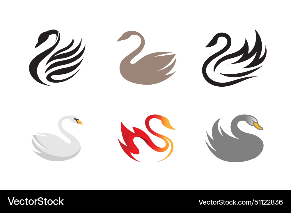 Creative swans collection logo symbol icons Vector Image