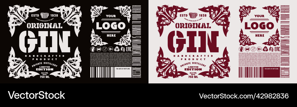 Elegant Celtic Gin Label Royalty Free Vector Image