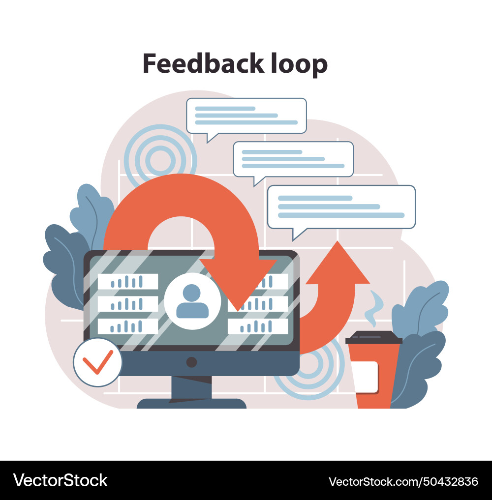 Feedback loop concept desktop displays data Vector Image Feedback loop concept desktop displays data Vector Image