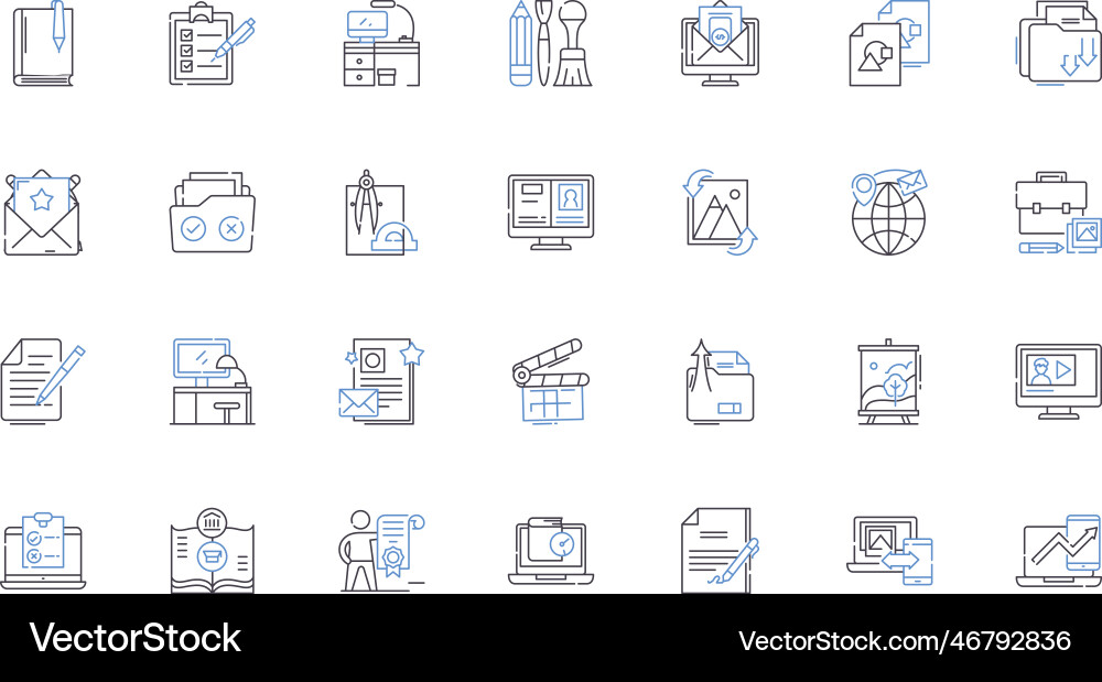 Grouping line icons collection categorization Vector Image