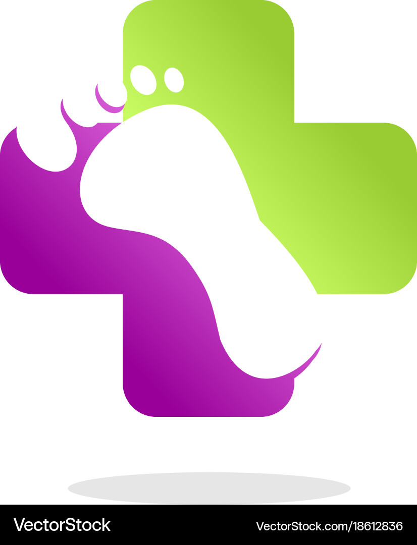 Healthy cross foot logo Royalty Free Vector Image