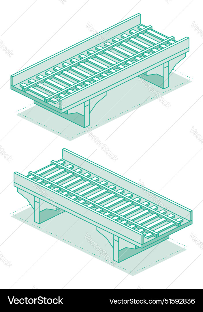 Isometric outline railroad bridge urban Royalty Free Vector