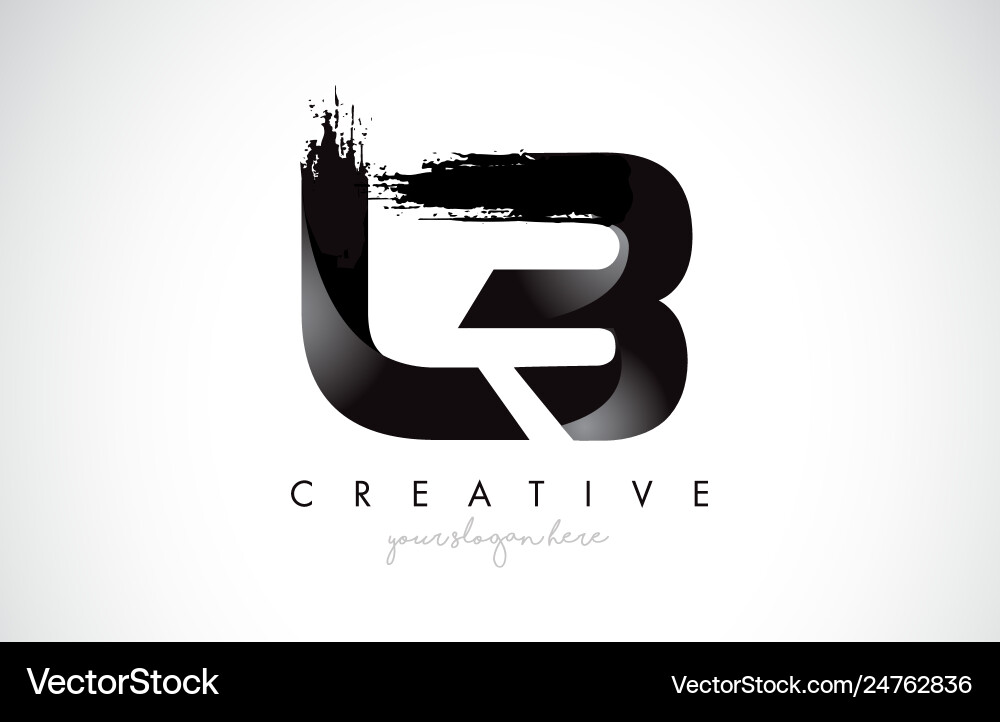 Lb letter design with brush stroke and modern 3d Vector Image