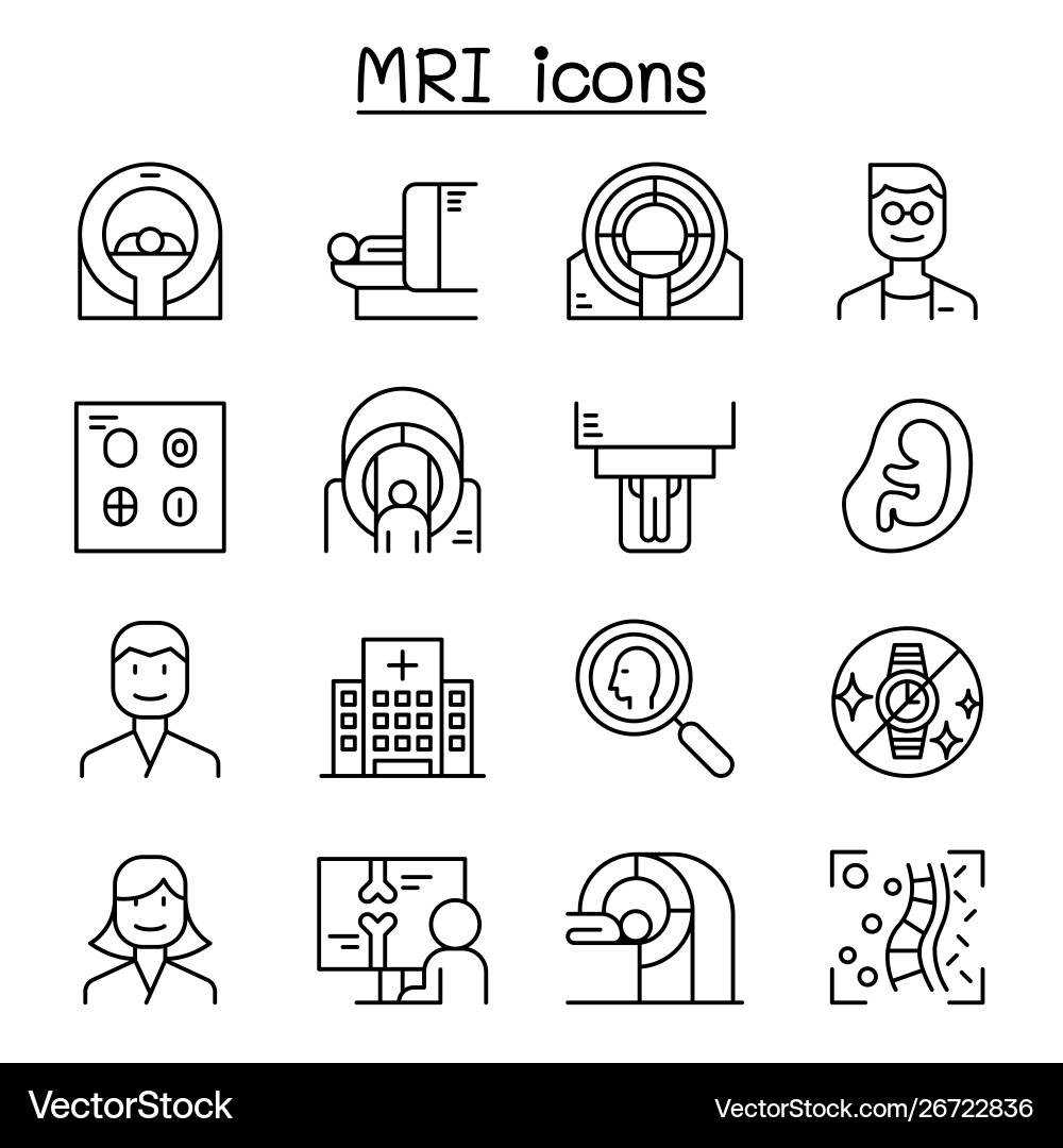 Mri diagnostic icon set in thin line style Vector Image