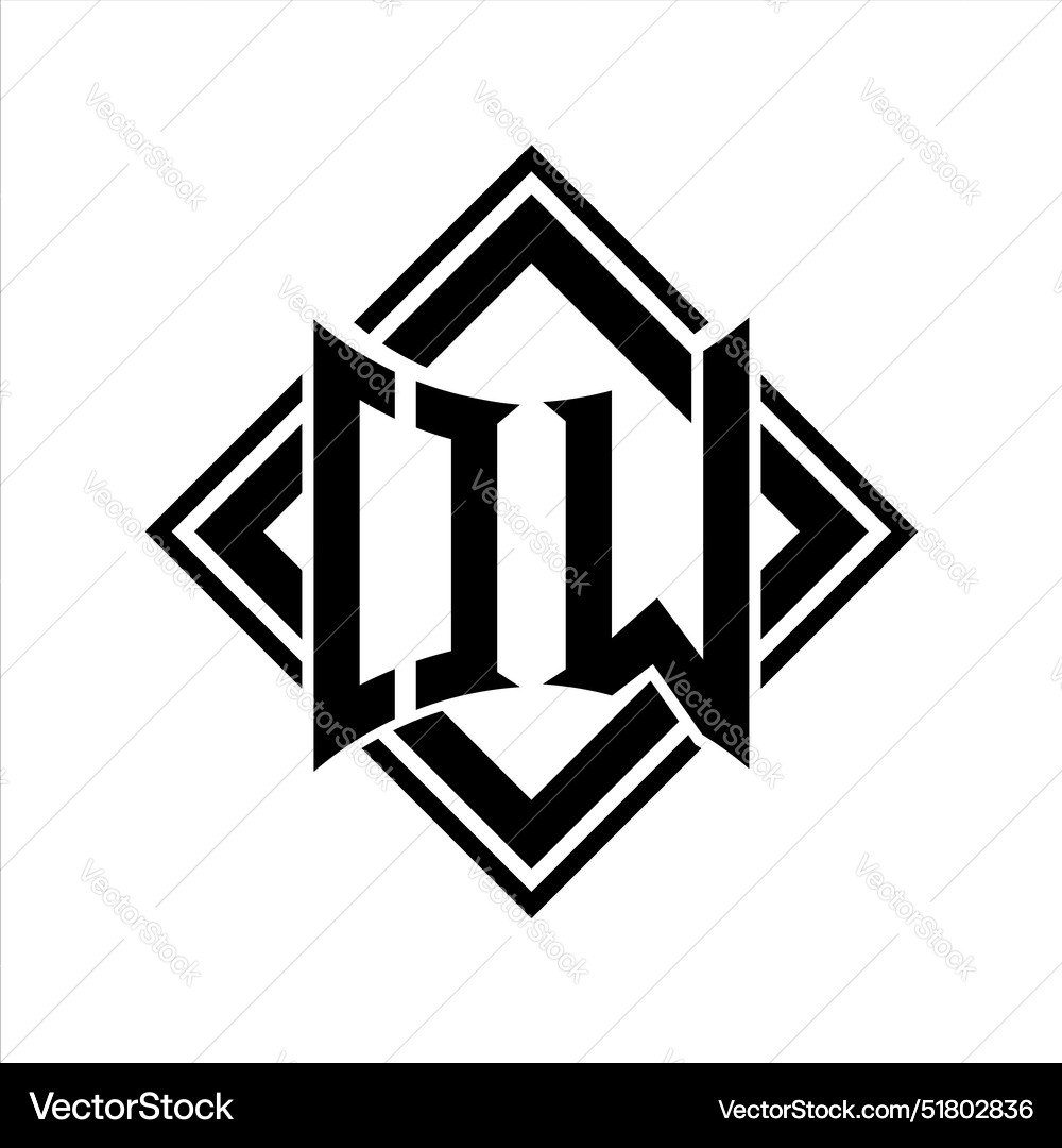 Ow letter logo with abstract shield shape Vector Image