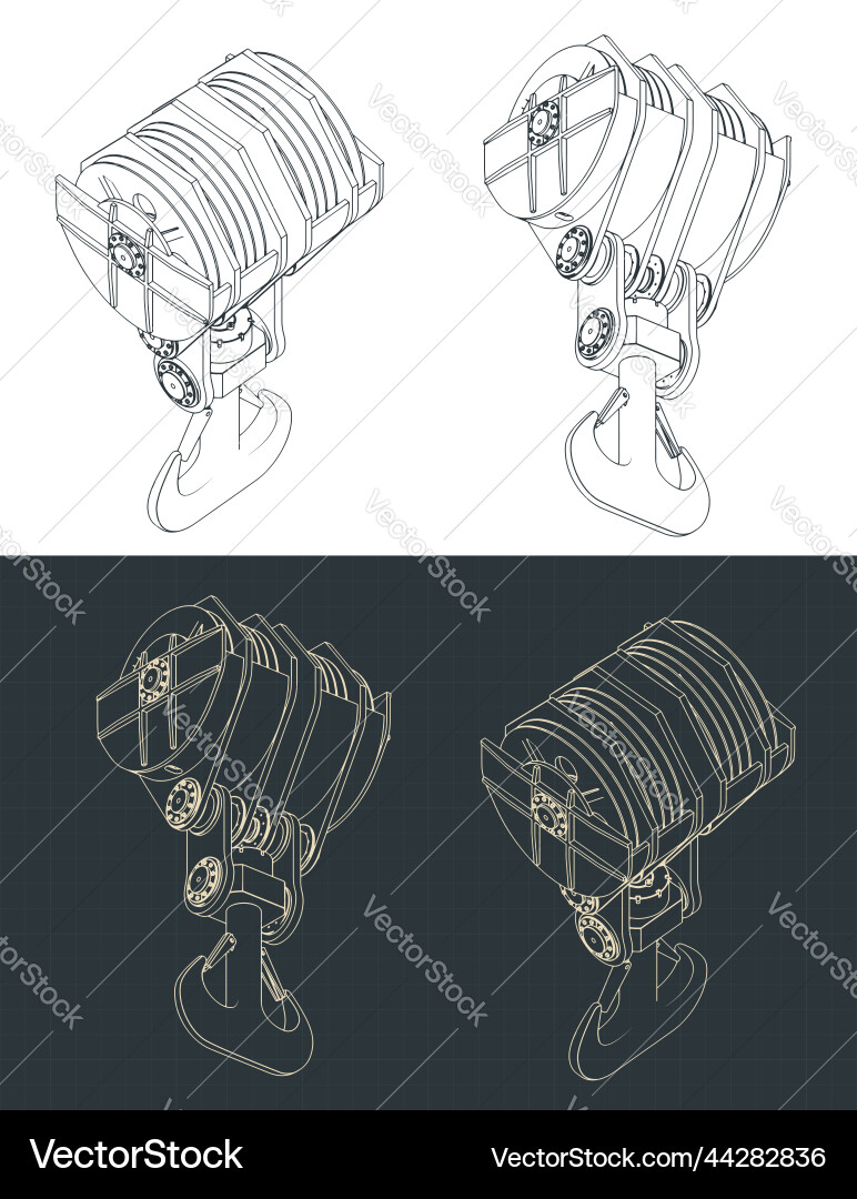 Ramshorn hook isometric blueprints Royalty Free Vector Image