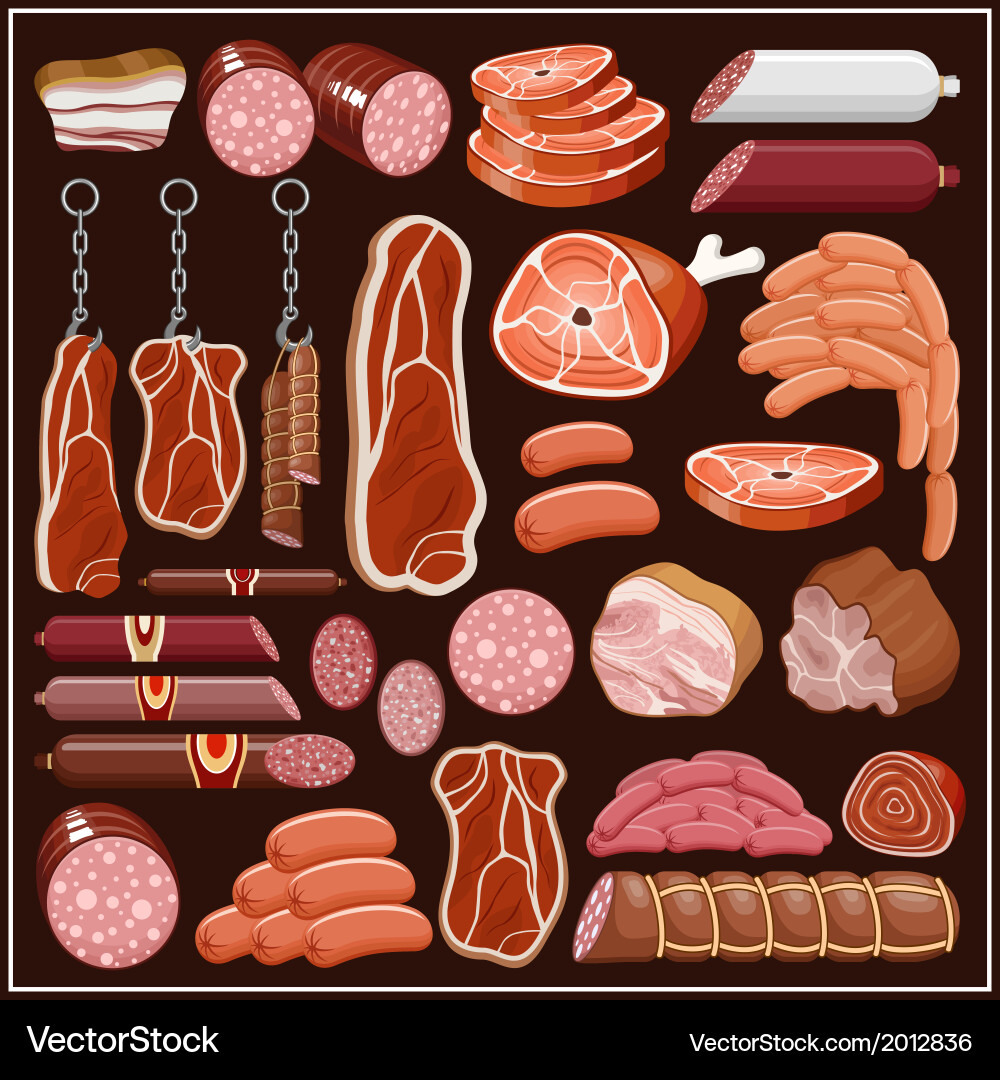 Set of meat products Royalty Free Vector Image