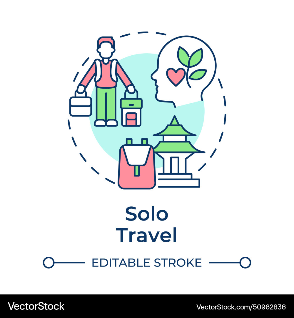 Solo travel multi color concept icon Royalty Free Vector