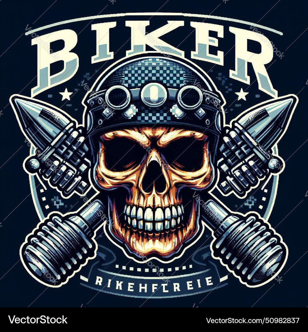 Biker Skull Logo Royalty Free Vector Image Vectorstock