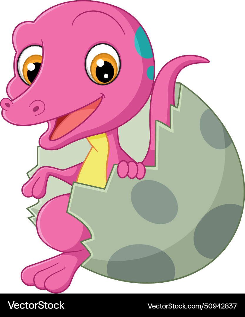 Cartoon baby veliciraptor hatching from egg Vector Image