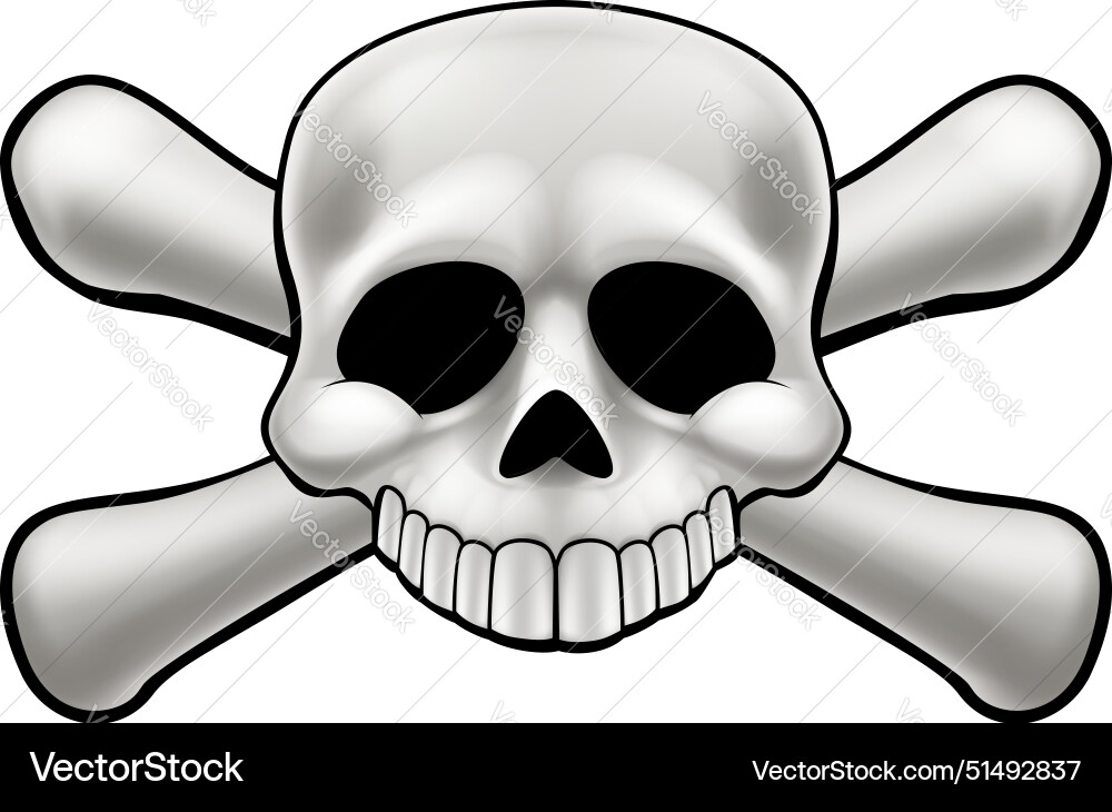 Cartoon skull and crossbones Royalty Free Vector Image