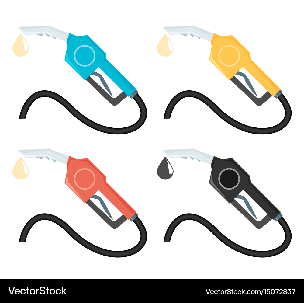 Fuel nozzle add set flat Royalty Free Vector Image