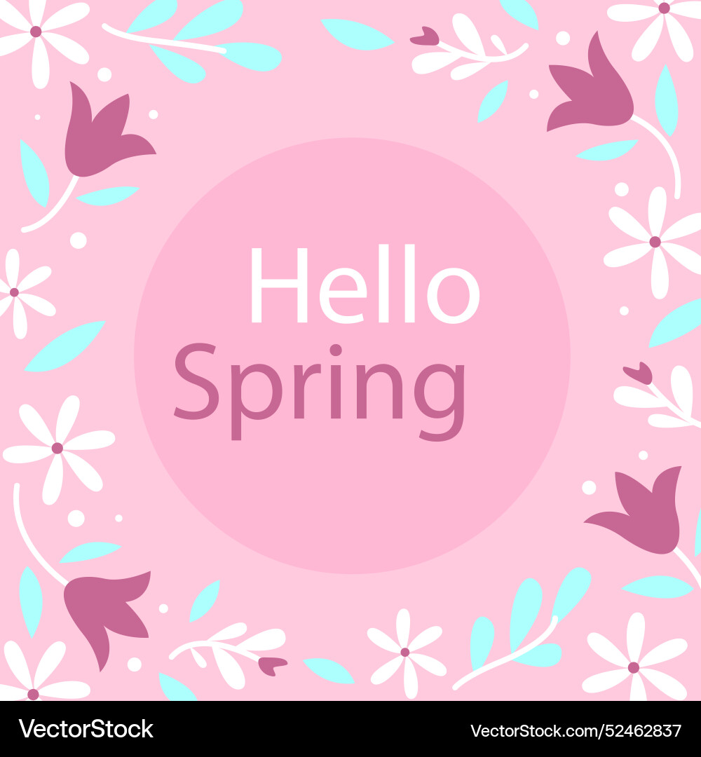 Hello spring lettering concept with flowers Vector Image