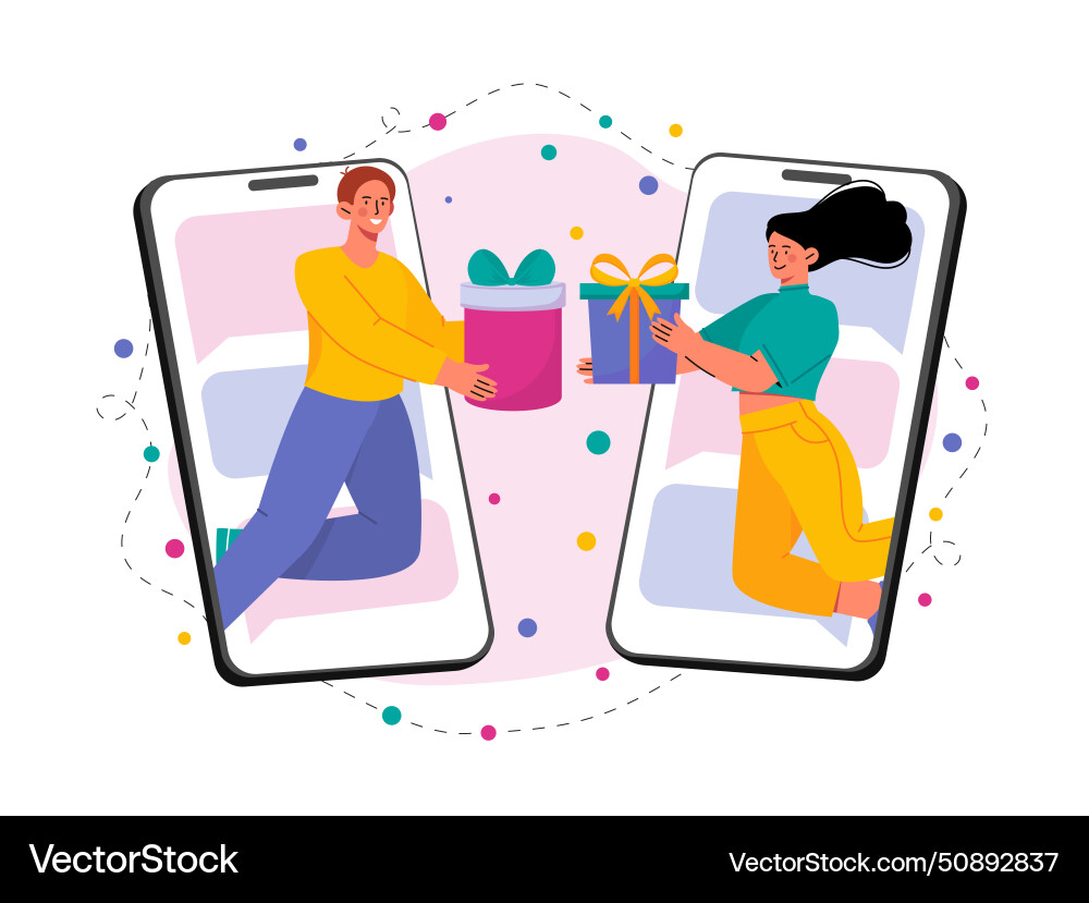 People with virtual gifts Royalty Free Vector Image