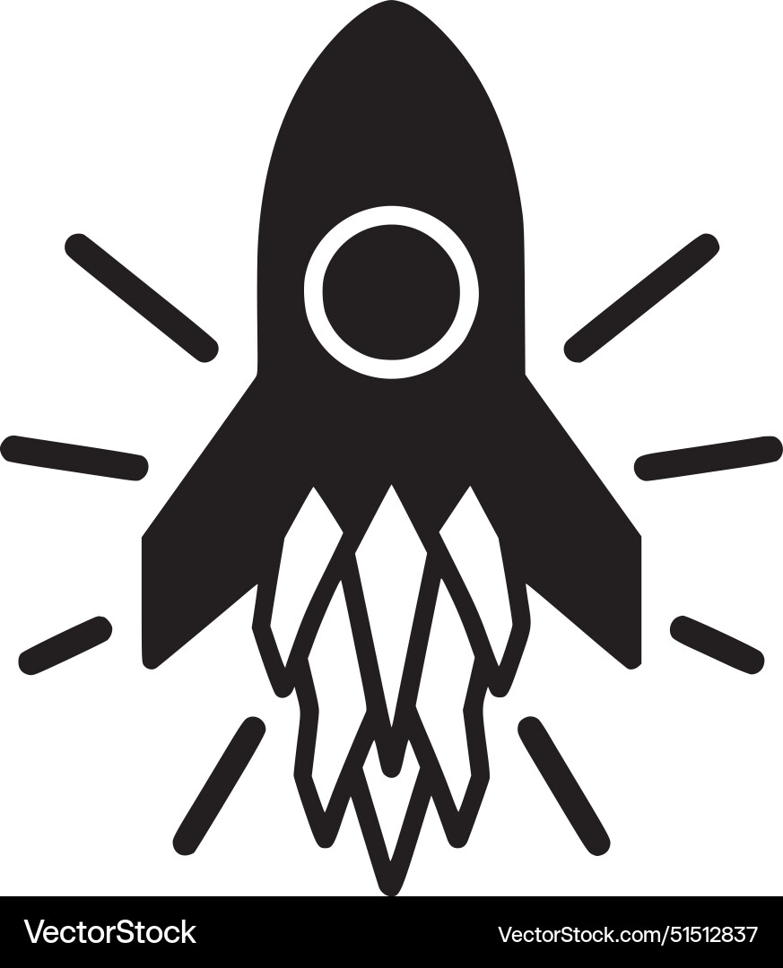 Rocket - black and white Royalty Free Vector Image