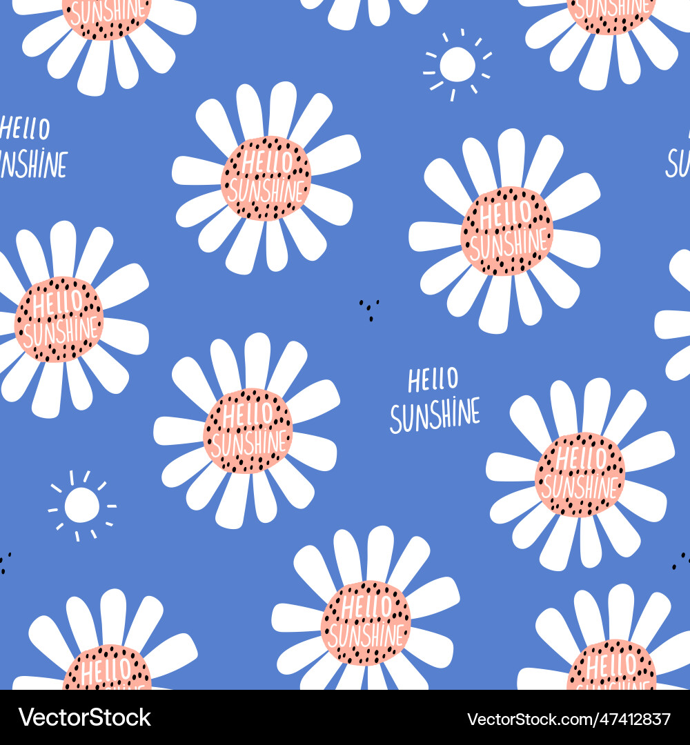 Seamless floral pattern hello sunshine Royalty Free Vector