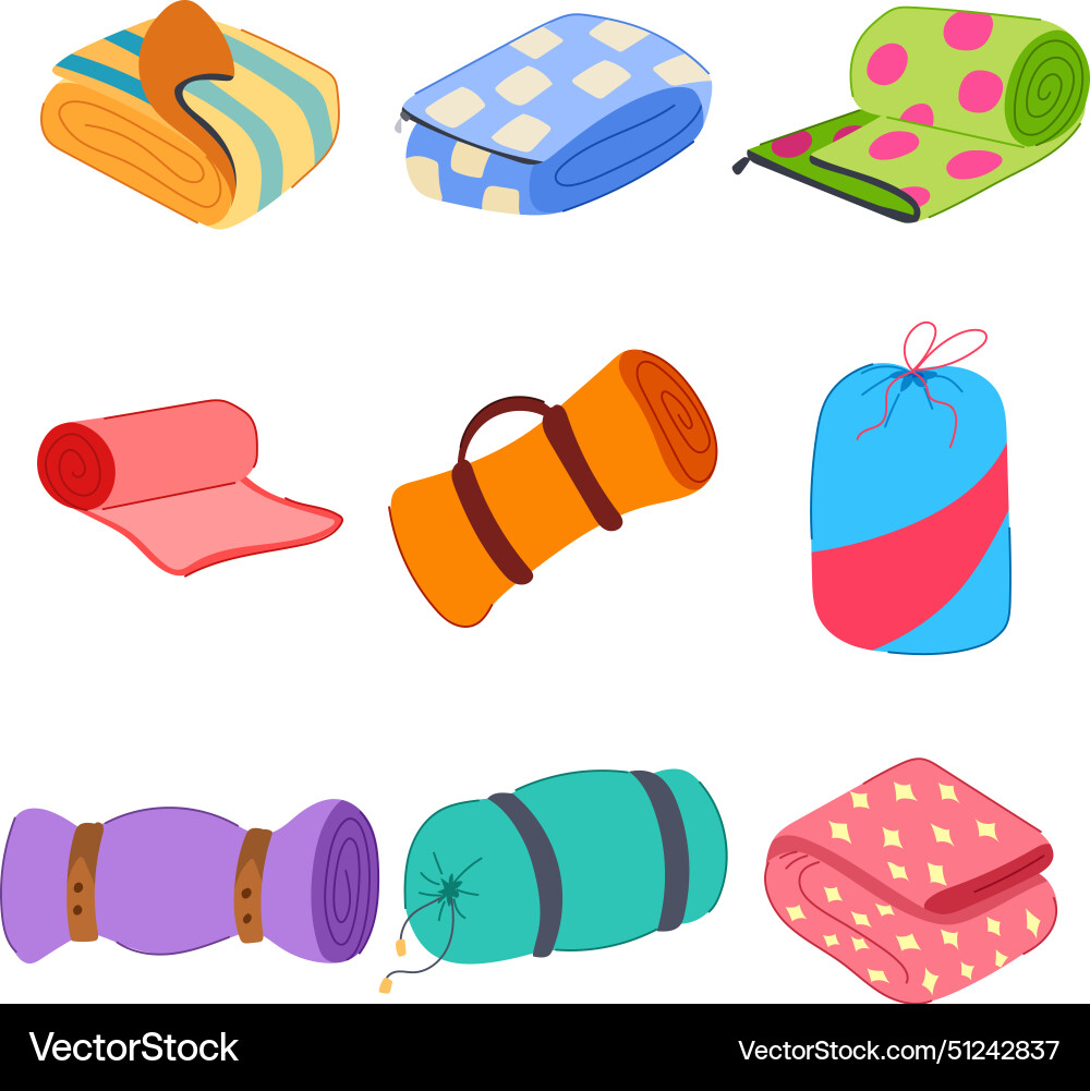 Travel blanket set cartoon Royalty Free Vector Image