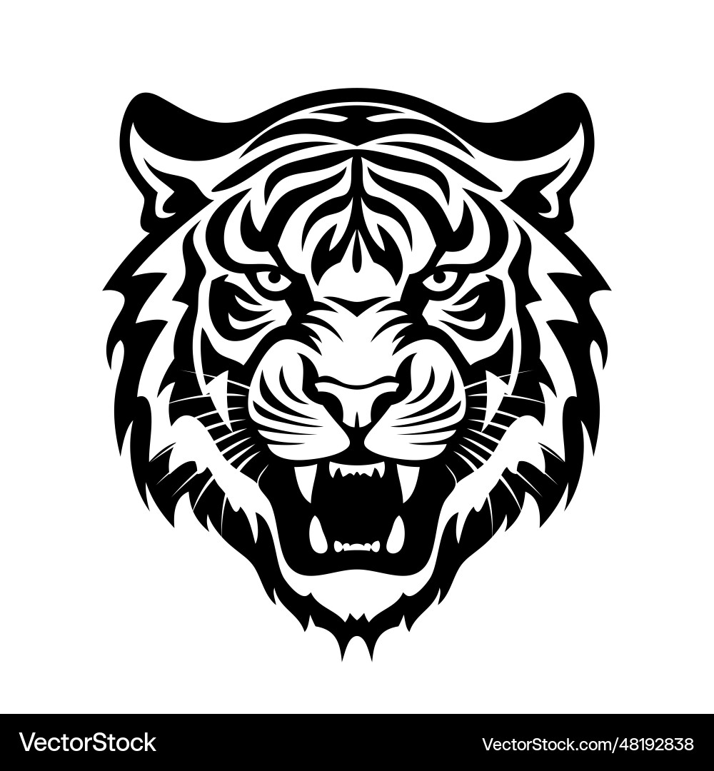 Aggressive Tiger Head Icon Royalty Free Vector Image