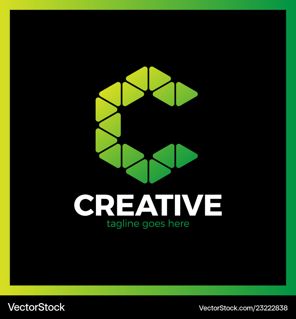 Clever creative triangle colorful letter c smart Vector Image