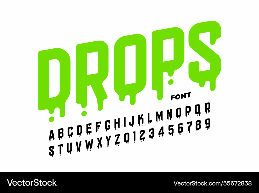 Drop font design alphabet letters and numbers Vector Image