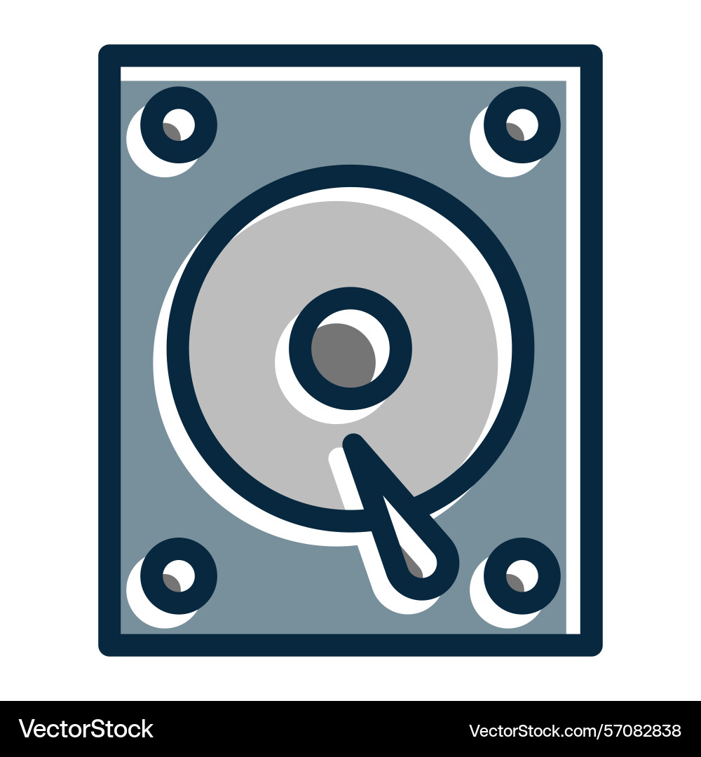 Hard disk thick line filled dark colors icons Vector Image