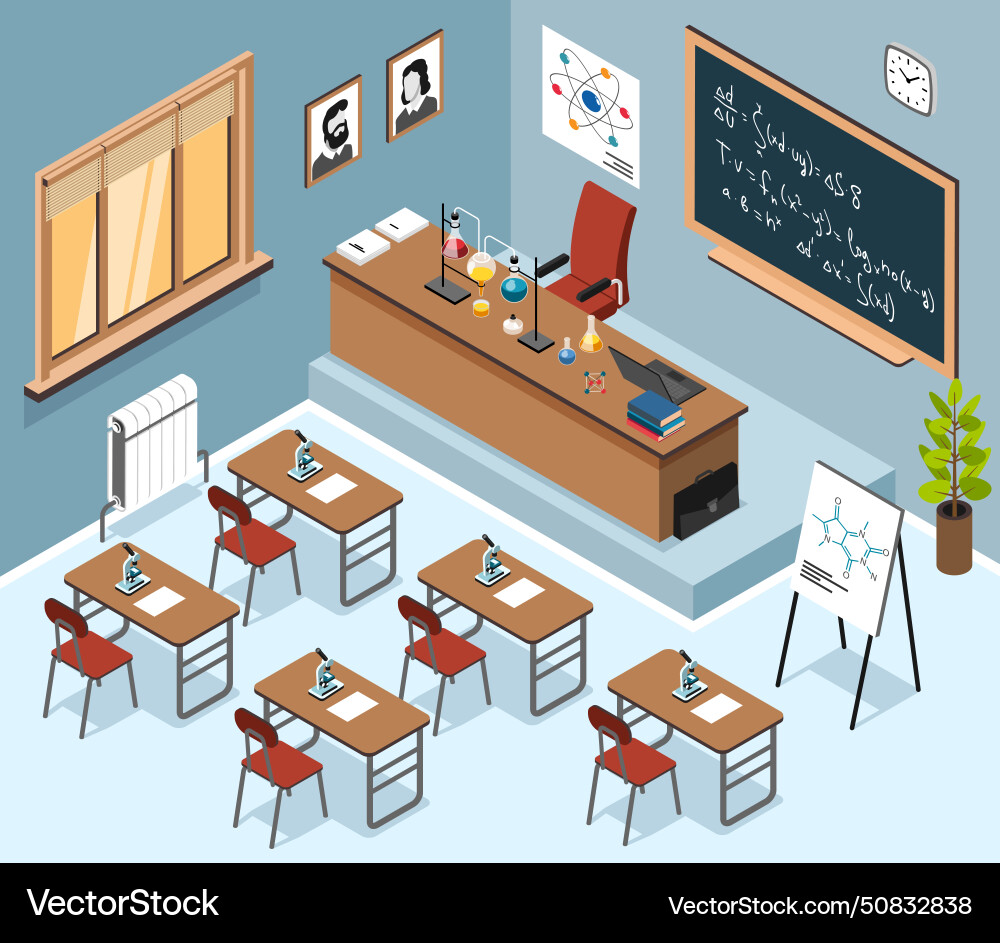 Math class interior composition Royalty Free Vector Image