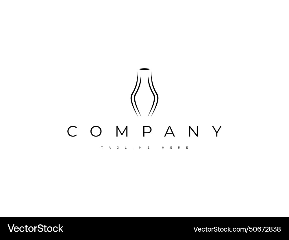 Minimal pottery vase craft logo design Royalty Free Vector