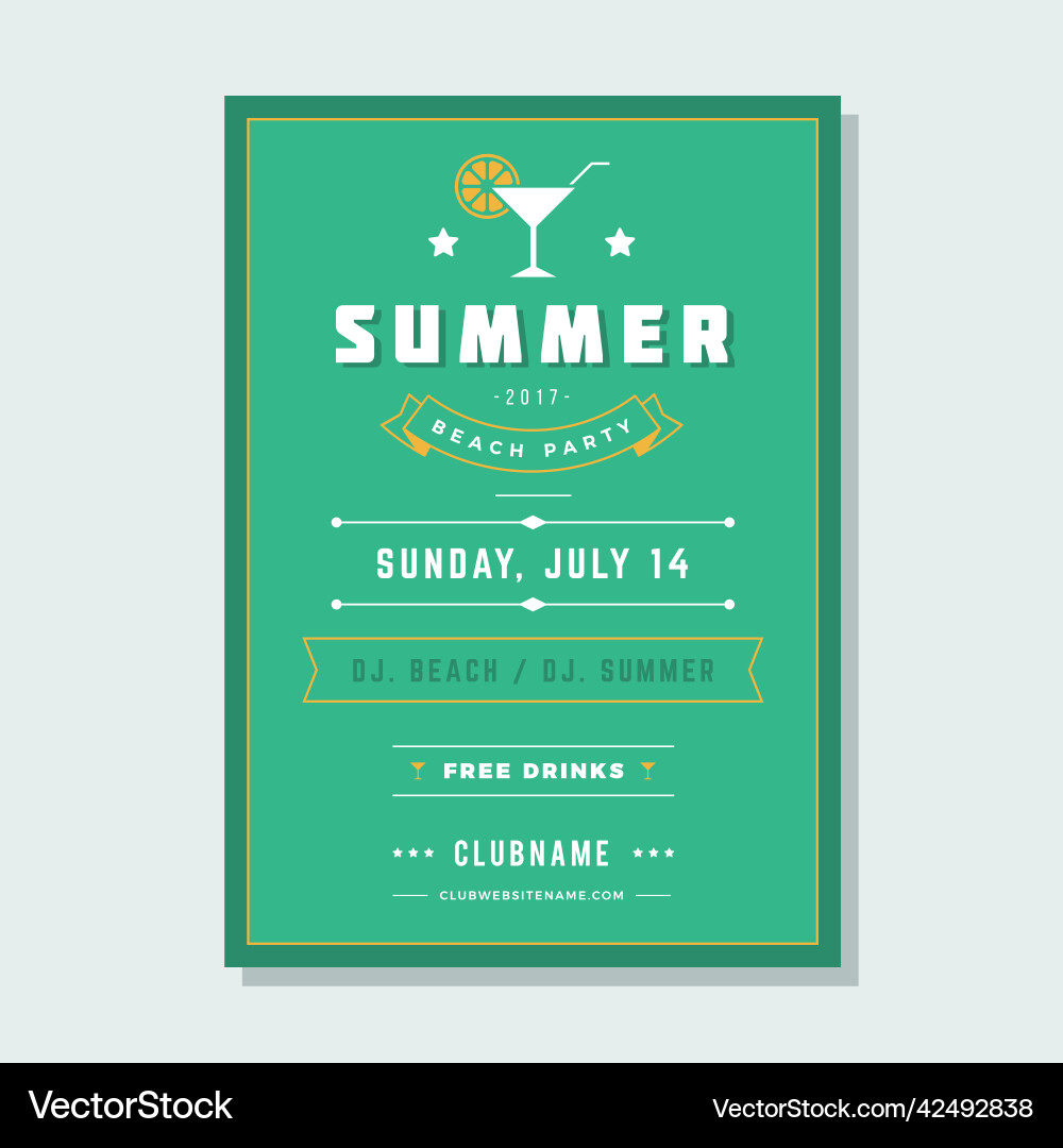 Retro Summer Party Poster Royalty Free Vector Image