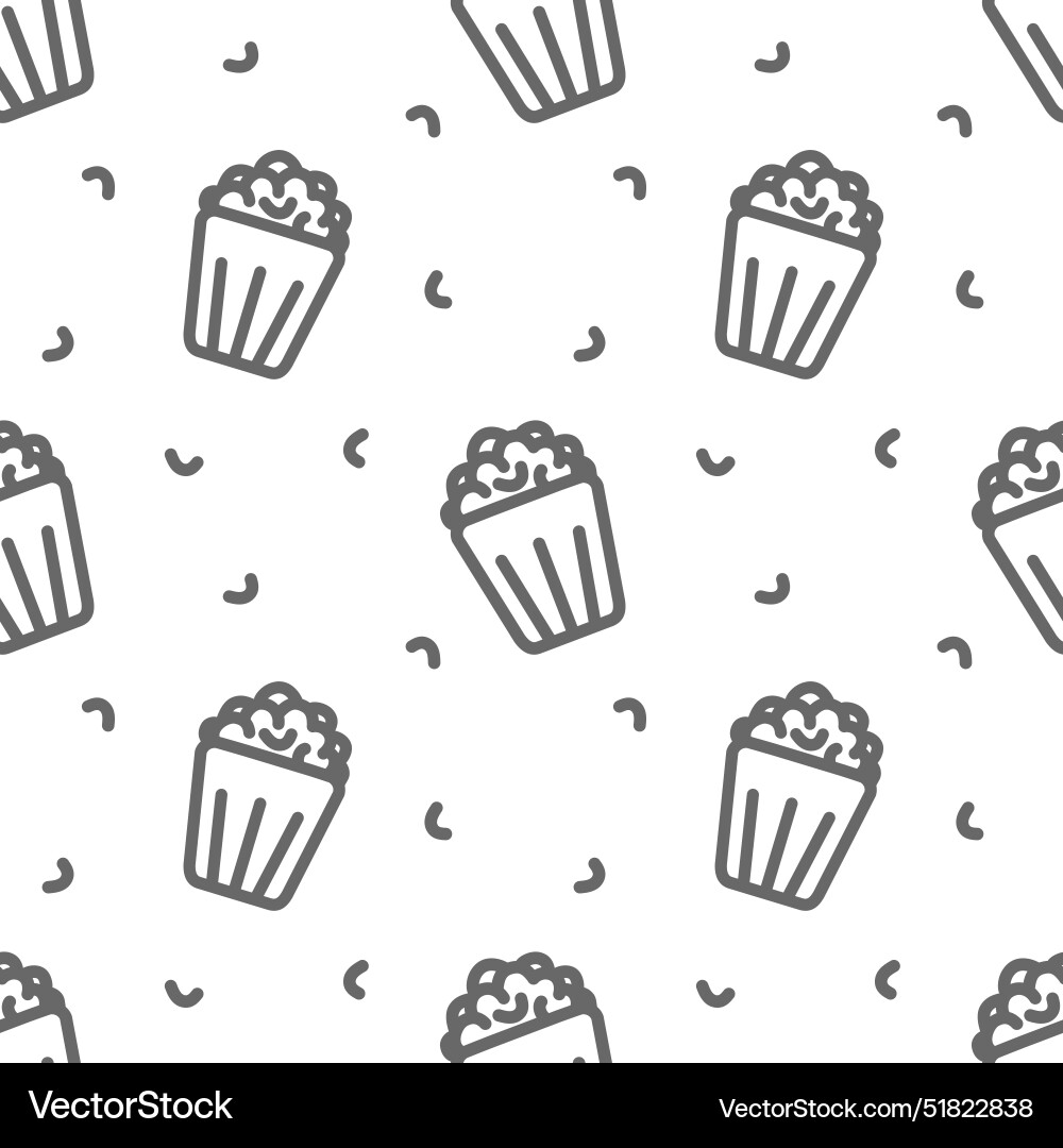 Seamless pattern popcorn line icon Royalty Free Vector Image
