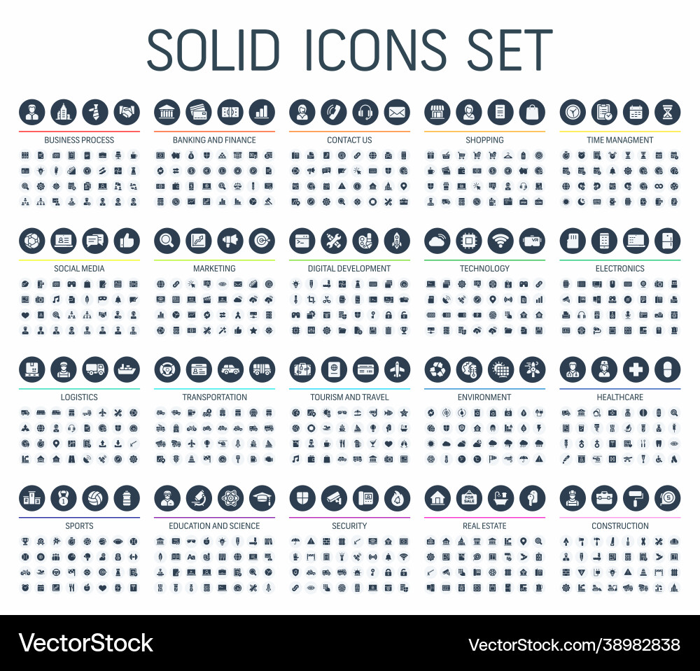 Solid web icons flat Royalty Free Vector Image