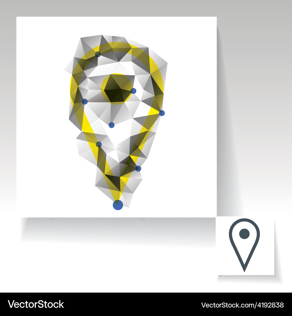 Triangulated geo tag symbol with constellation Vector Image